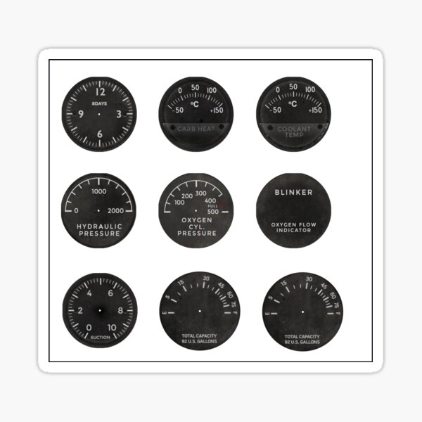 "P51 Gauge set 2 (LARGE stickers for life sized)" Sticker for Sale by ...