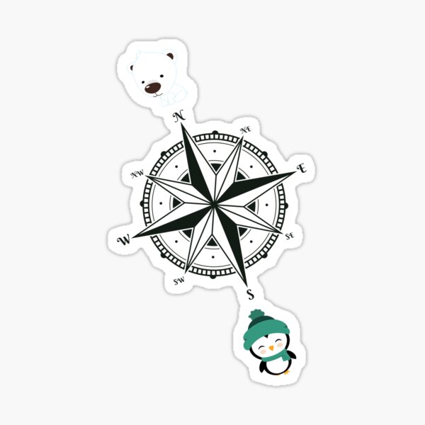 "Compass with south and north pole" Sticker for Sale by Steve1707 ...