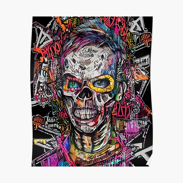 "Punk rock mural #1 - Punk rock skeleton." Poster for Sale by HartsyArt ...