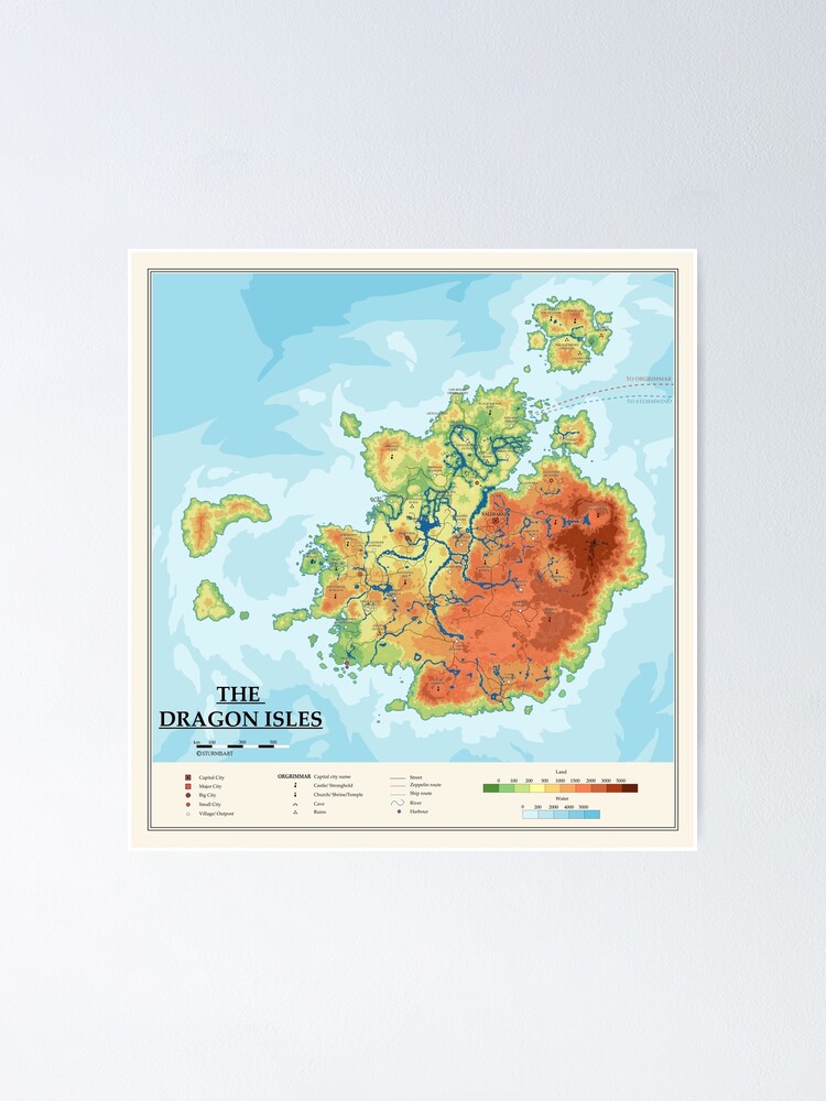 "Detailed map of the Dragon Isles" Poster by Sturmbart | Redbubble