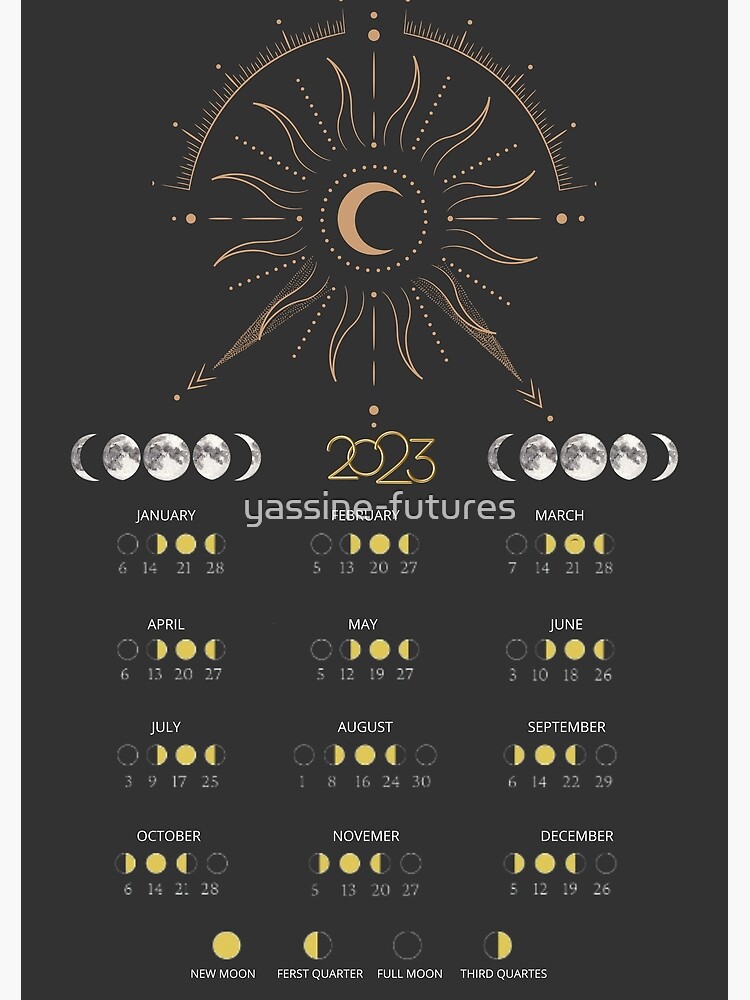 2023 Lunar Calendar, Moon Phase Calendar Premium Matte Vertical Poster ...