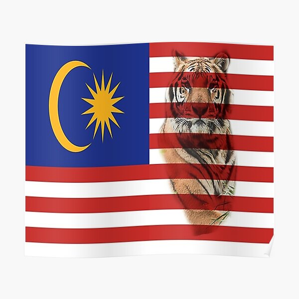 "Malaysian Flag and Malayan Tiger" Poster by Sunleil | Redbubble