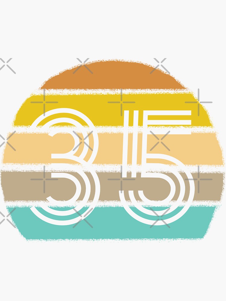 "Number 35 on Retro Sunset" Sticker for Sale by rhombusOnion | Redbubble