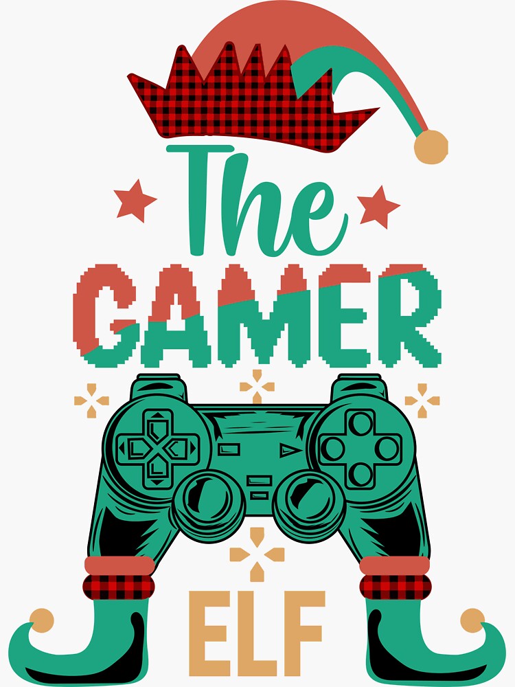 "The Gamer Elf Christmas Retro ELF" Sticker for Sale by netdota | Redbubble