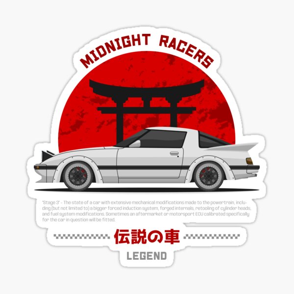 "Midnight Racer White RX 7 FB JDM" Sticker for Sale by goldentuners ...