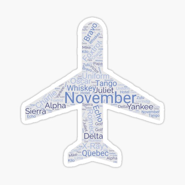 "ICAO alphabet in airplane, passenger plane" Sticker for Sale by ...