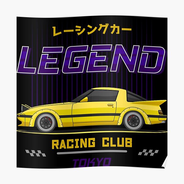 "Midnight Racer Yellow RX 7 FB JDM" Poster for Sale by goldentuners ...