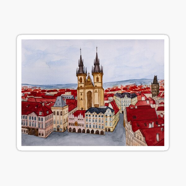 "Old Town Square in Prague" Sticker for Sale by ArinasFineArt | Redbubble
