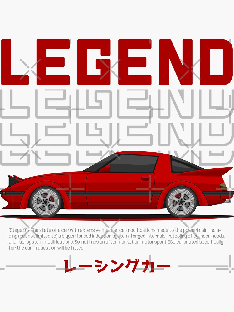 "Midnight Racer Red RX 7 FB JDM" Sticker for Sale by goldentuners ...