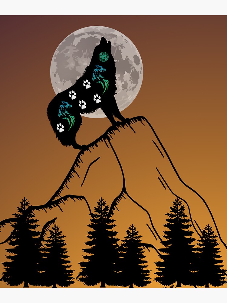 "Wolf Fantasy in forest Moon Light" Sticker for Sale by Swagmode | Redbubble