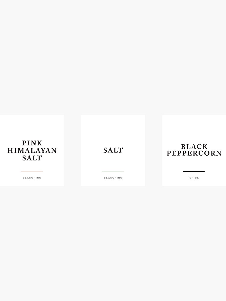"Pink Himalayan Salt and Salt and Black Peppercorn Labels" Sticker for ...