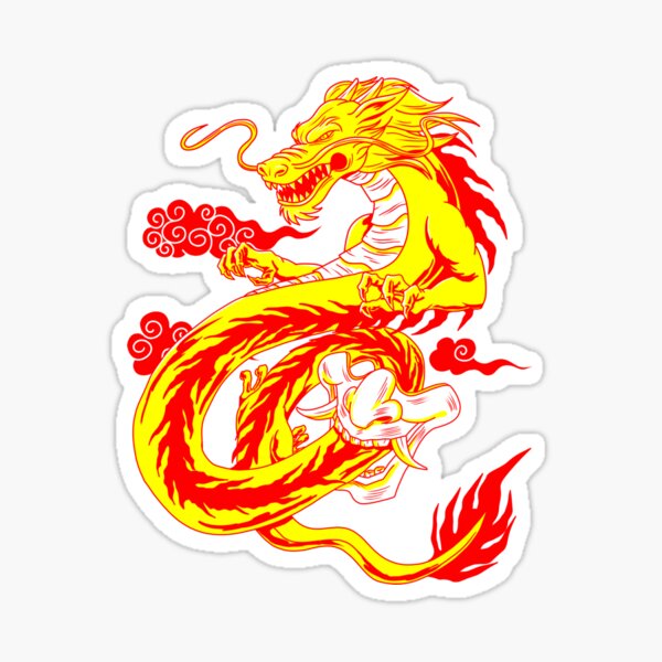 "Fire Dragon !!!" Sticker for Sale by Tchakou | Redbubble