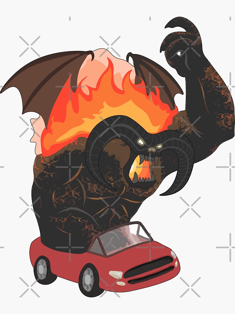 "Balrog in Car" Sticker for Sale by MalteseArtist | Redbubble