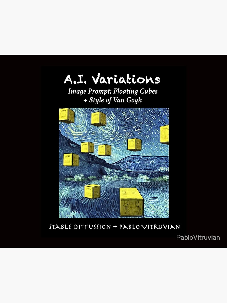 "Floating Cubes + Van Gogh + Stable Diffusion, Dall-e, Midjourney - Ai Generated Art" Tapestry ...