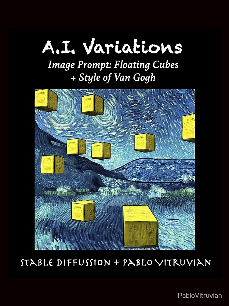 "Floating Cubes + Van Gogh + Stable Diffusion, Dall-e, Midjourney - Ai Generated Art" Scarf for ...