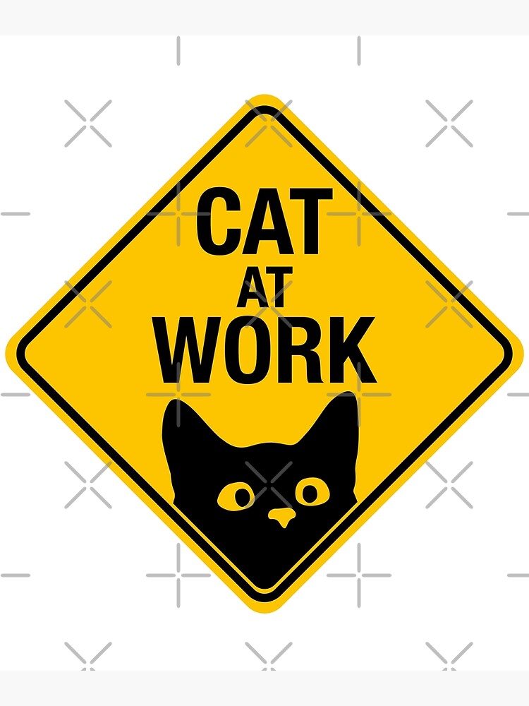 "Curious Cat at Work - Cat Sign" Poster for Sale by LongTunnel | Redbubble