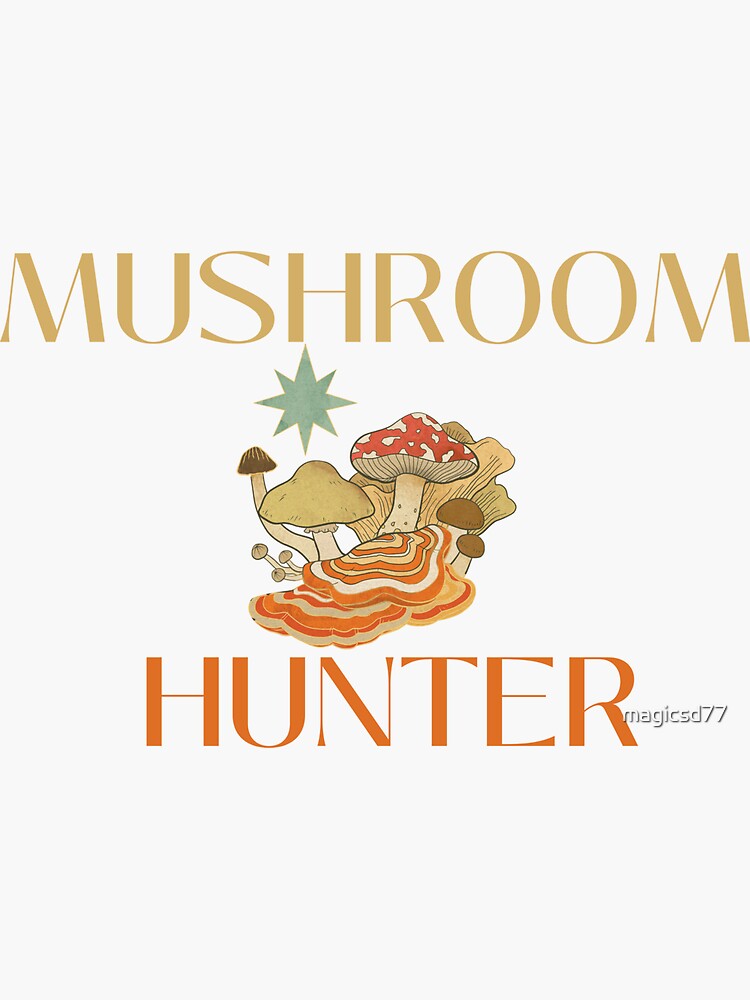 "Funny Mushroom Hunter Mushroom Crazy Love Shroom Vegan" Sticker for ...