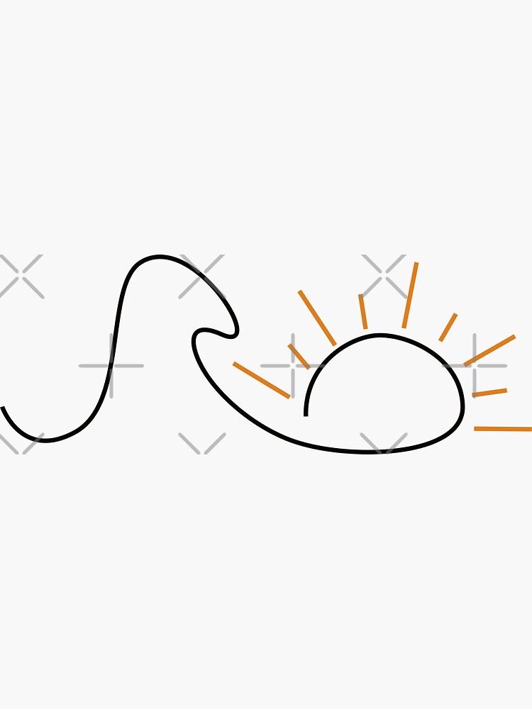 "Line art sun and wave " Sticker for Sale by HerCreativeSoul | Redbubble