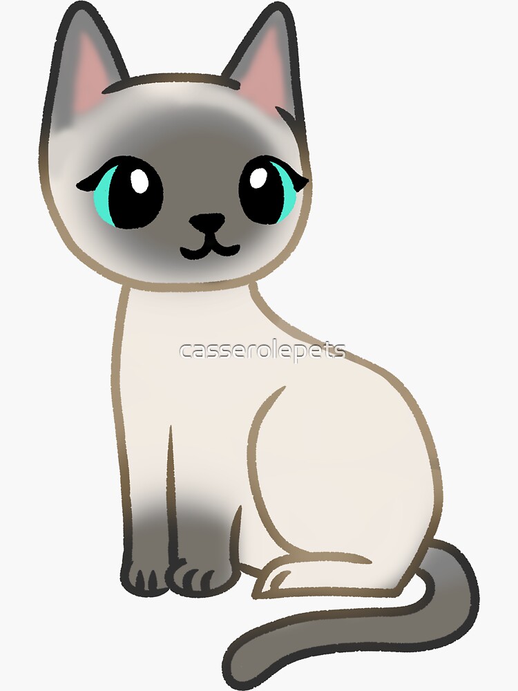 "lavender point siamese cat (angel)" Sticker for Sale by casserolepets ...