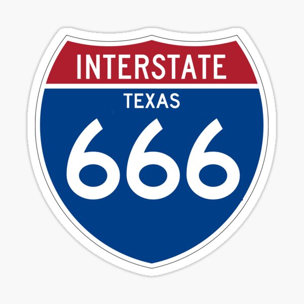 "Texas Interstate 666 Sign" Sticker for Sale by witchcraftlab | Redbubble