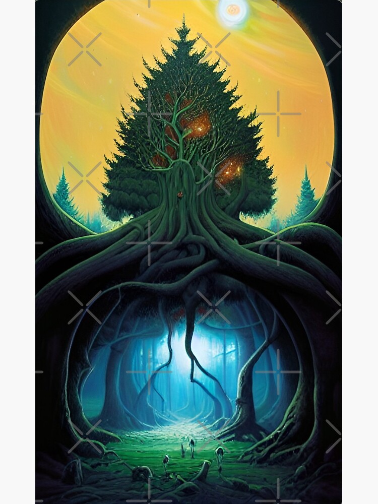 "Tree of energy-tree of wisdom " Sticker for Sale by GroovyDino | Redbubble