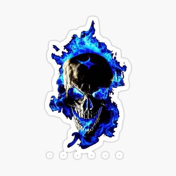 "Cool Skull With Blue Flames " Sticker for Sale by HoTrend | Redbubble