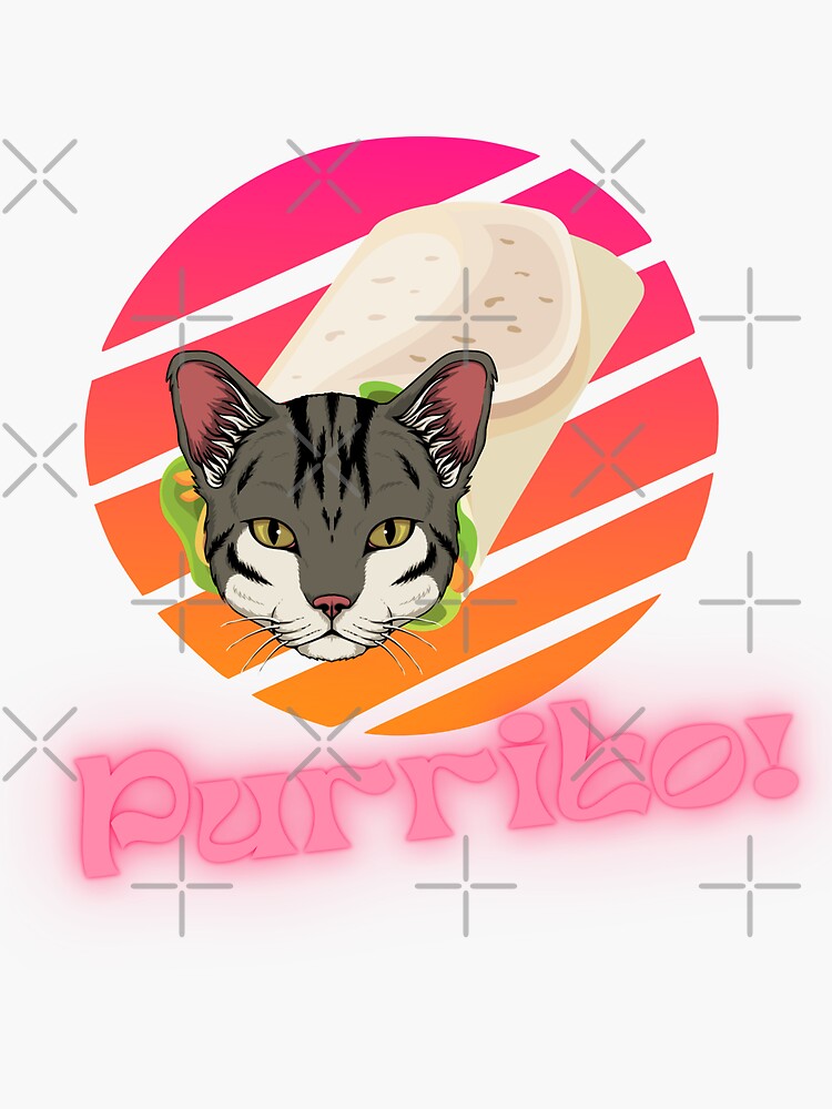 "Purrito Cat In A Burrito" Sticker for Sale by RoseCityMerch | Redbubble