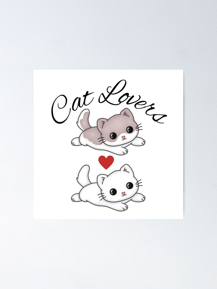 Póster «Dos gatos encantadores y lindos con corazón» de ANJ-Studio | Redbubble