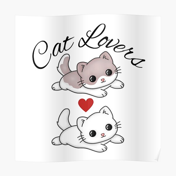 Póster «Dos gatos encantadores y lindos con corazón» de ANJ-Studio | Redbubble