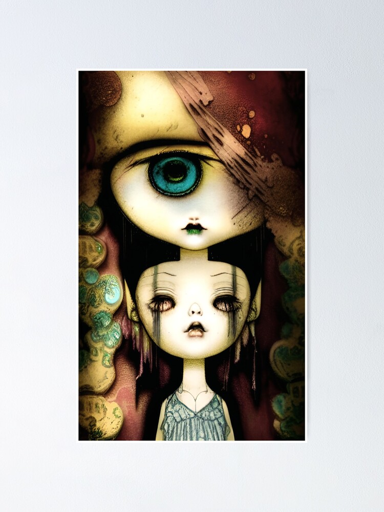 "Creepy Dolly Two Face Blue Eye" Poster for Sale by CreepyKaleidopi ...
