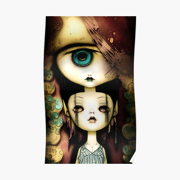 "Creepy Dolly Two Face Blue Eye" Poster for Sale by CreepyKaleidopi ...