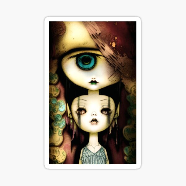 "Creepy Dolly Two Face Blue Eye" Sticker for Sale by CreepyKaleidopi ...