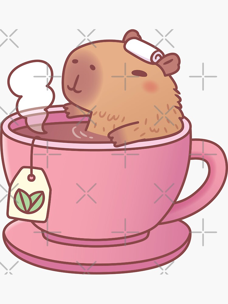 "Cute Capybara Relaxing In Cup Of Tea" Sticker for Sale by rustydoodle ...