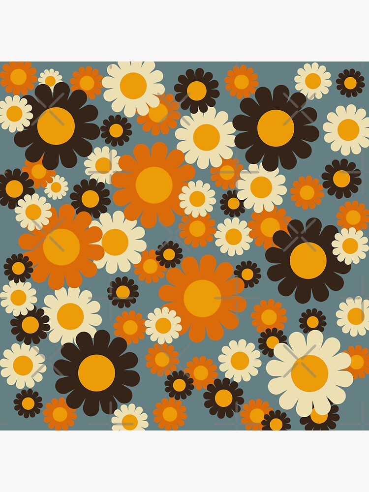 "Colorful Retro 70s Flower Pattern Design 4" Sticker for Sale by ...