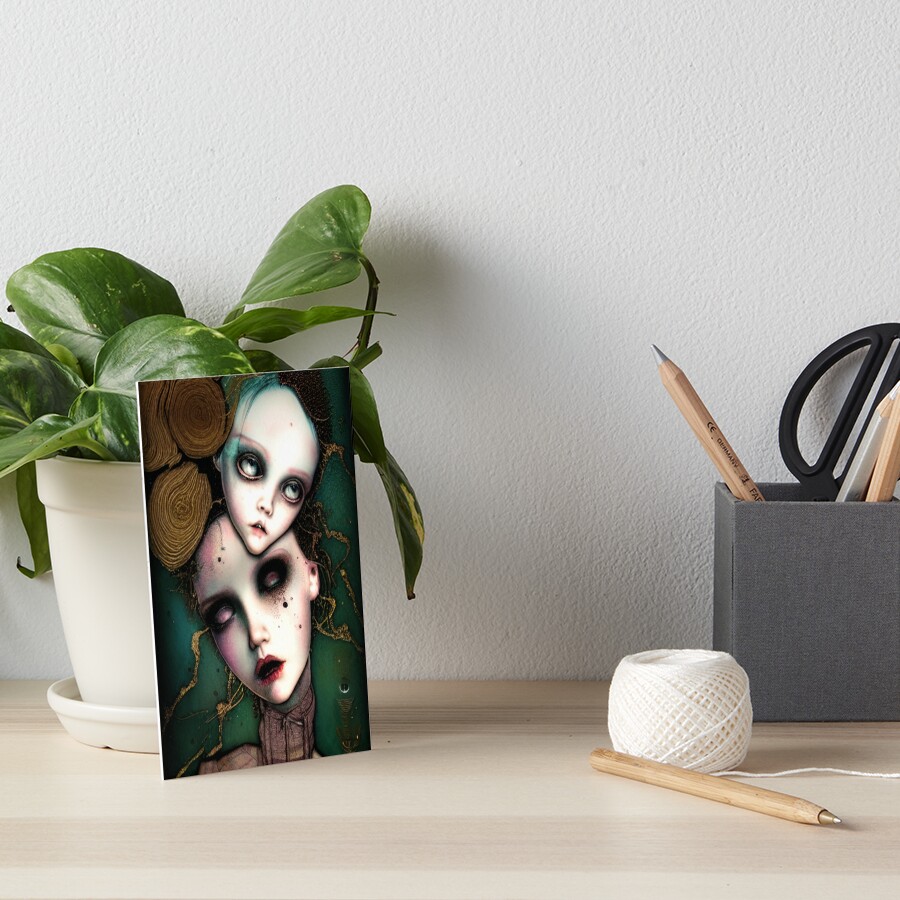 "Creepy Dolly Two Heads Horror Art" Art Board Print for Sale by ...
