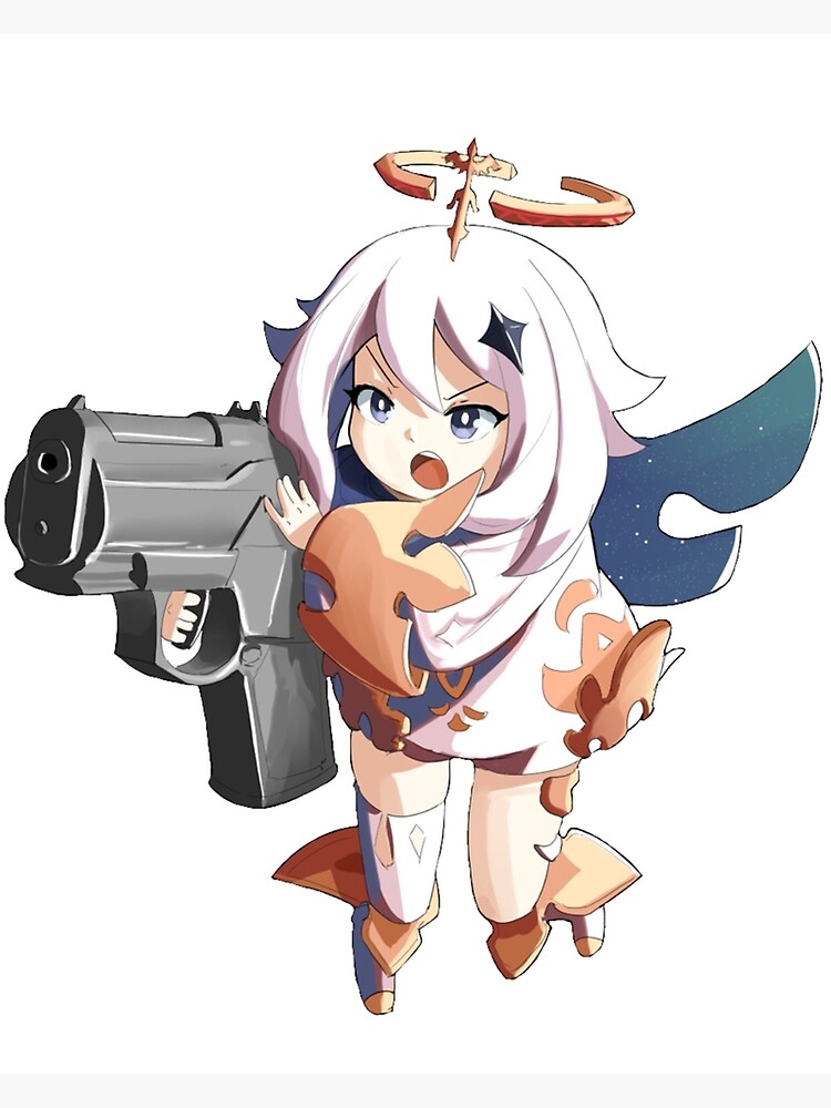 "Paimon Holding A Gun Genshin" Art Print for Sale by CapyBoii | Redbubble