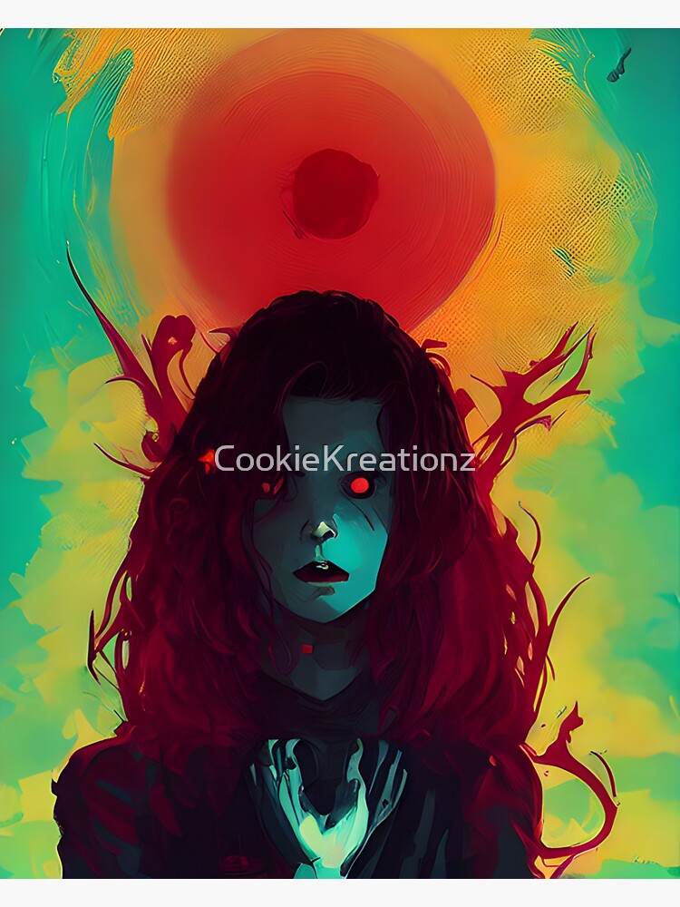 "Creepy Red Eyed Lady" Sticker for Sale by CookieKreationz | Redbubble