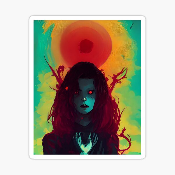 "Creepy Red Eyed Lady" Sticker for Sale by CookieKreationz | Redbubble