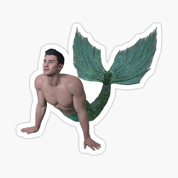 "fantasy handsome merman character design on white background" Sticker ...