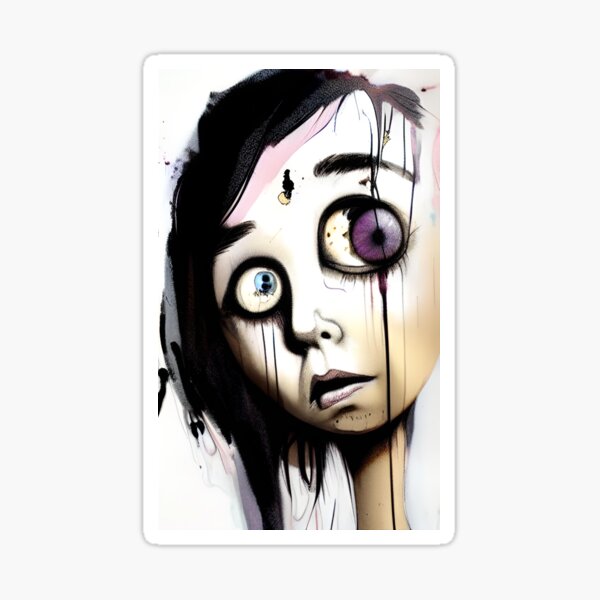 "Creeped Out Grunge Cartoon Watercolor Art" Sticker for Sale by ...