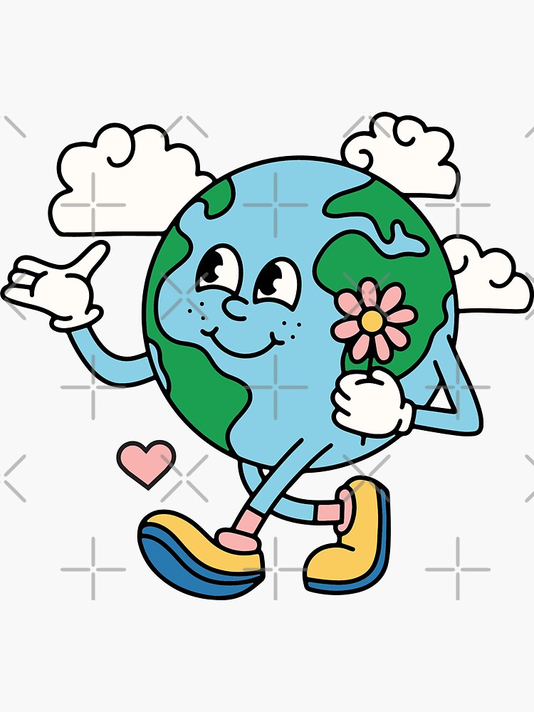 "Happy Earth - Retro Environmental " Sticker for Sale by PinkSundayArt ...
