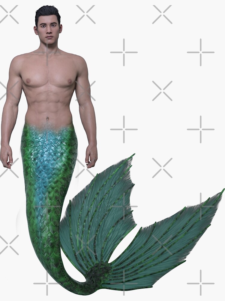 "fantasy handsome merman character design on white background" Sticker ...