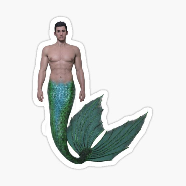 "fantasy handsome merman character design on white background" Sticker ...