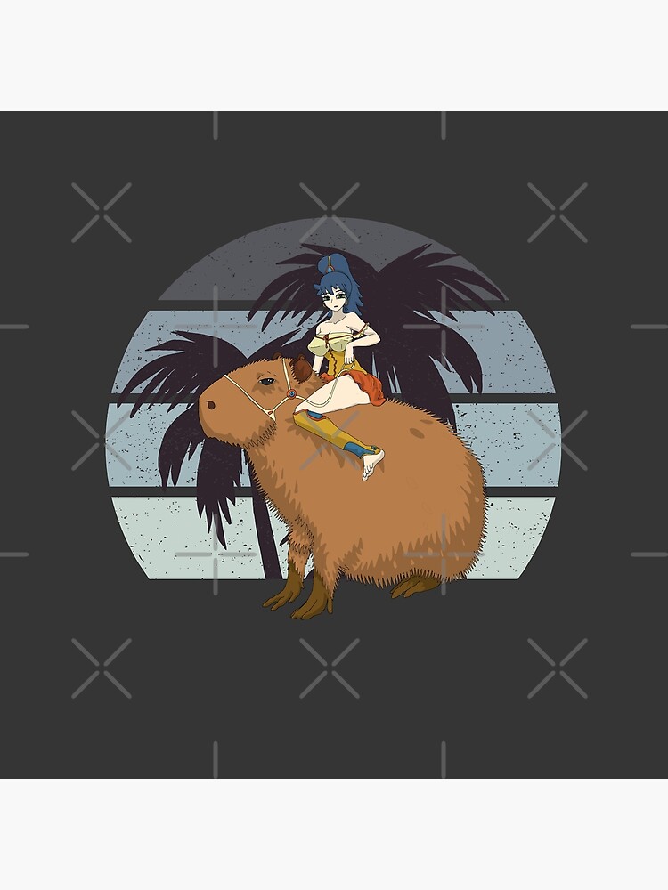 "Anime Girl Mounting a Giant Capybara - Blue Hair" Photographic Print ...