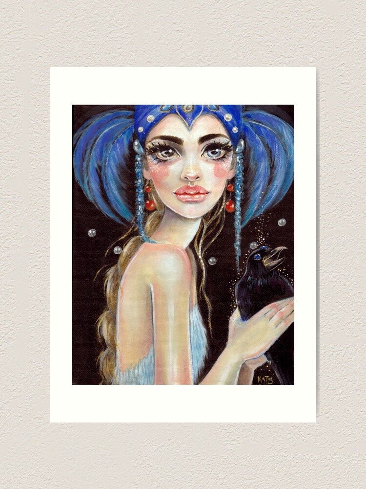 "Lenore & the Three Eyed Raven, Original art, PopSurrealism" Art Print ...