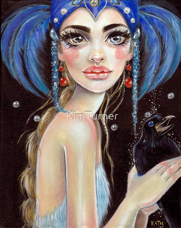 "Lenore & the Three Eyed Raven, Original art, PopSurrealism" by ...