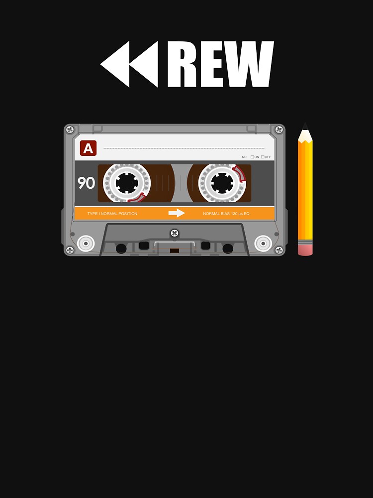 1980s Series Rewind Cassette And Pencil T Shirt By Allovervintage