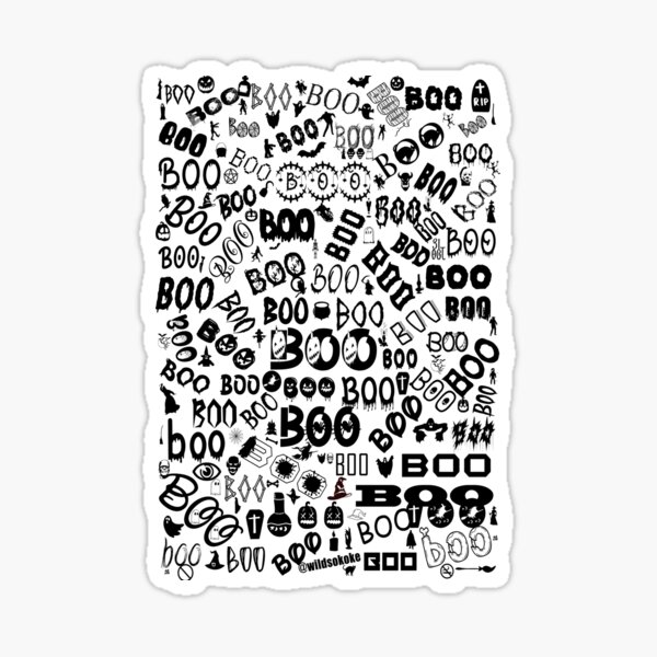 "Boooo doodle art spookey " Sticker for Sale by Wildsokoke | Redbubble