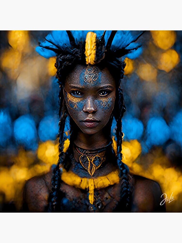 "African Tribal Queen in Gold and Blue accents" Sticker for Sale by ...