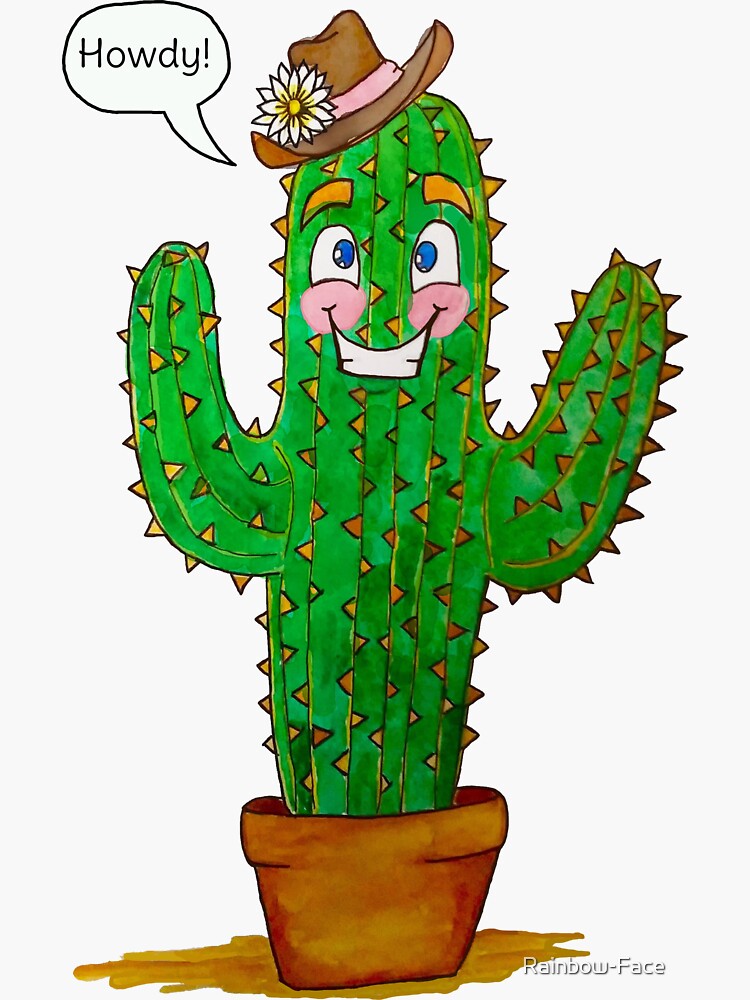 "Friendly Cactus" Sticker for Sale by Rainbow-Face | Redbubble